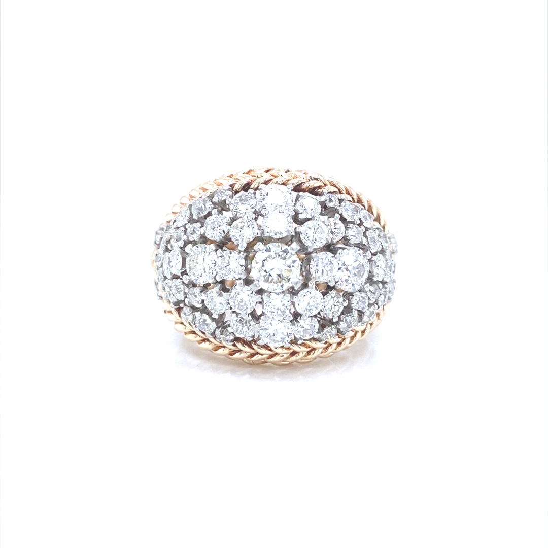 14K Two-Tone Gold Hand-Fabricated Diamond Dome Ring