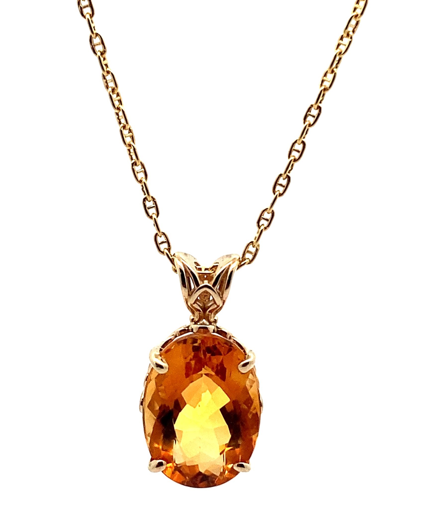 14K Yellow Gold Large Oval Citrine Pendant 001 905 01365 Jaymark Jewelers Cold Spring NY