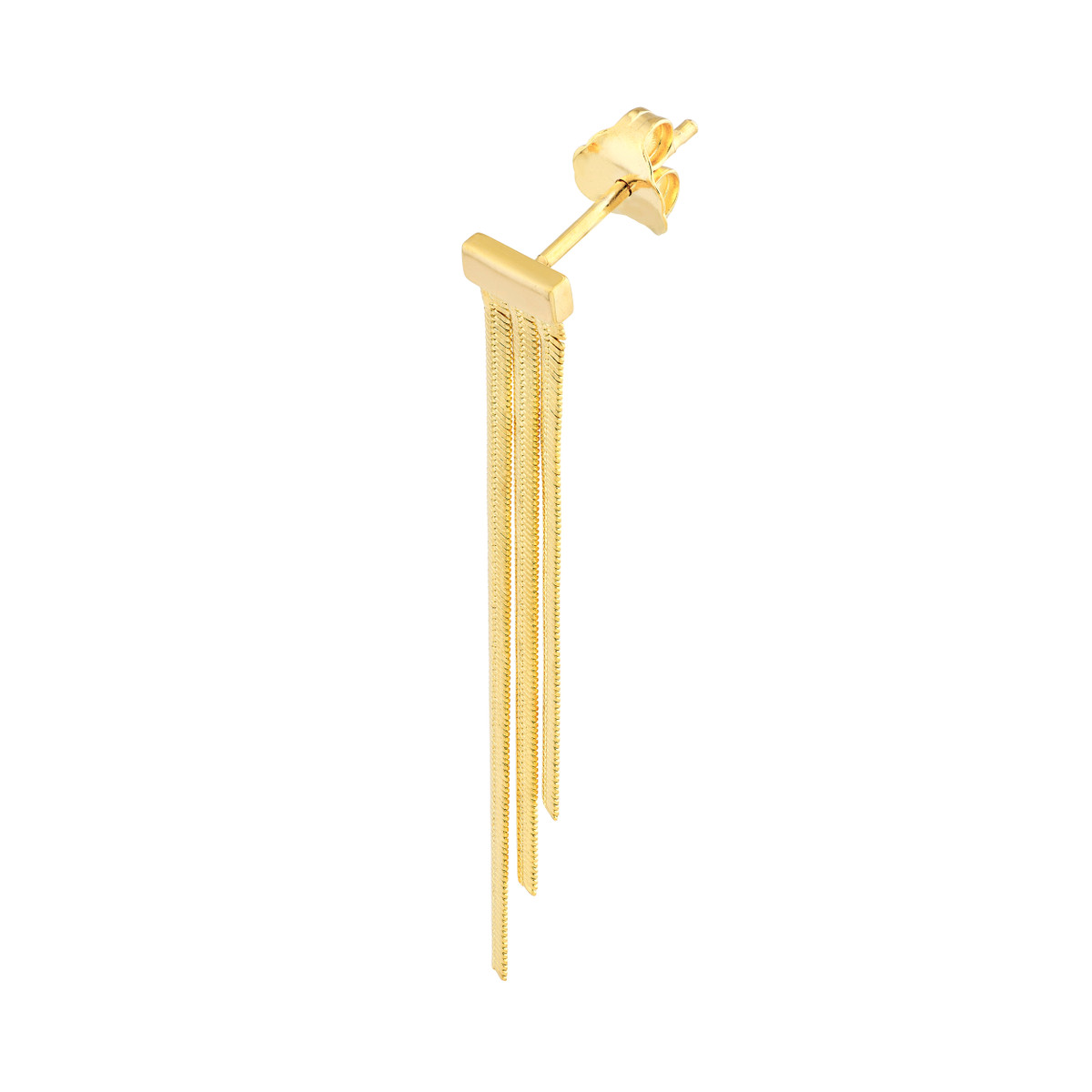Yellow Gold Ascending Triple Strand Snake Chain Earrings | Jeffrey Mann ...