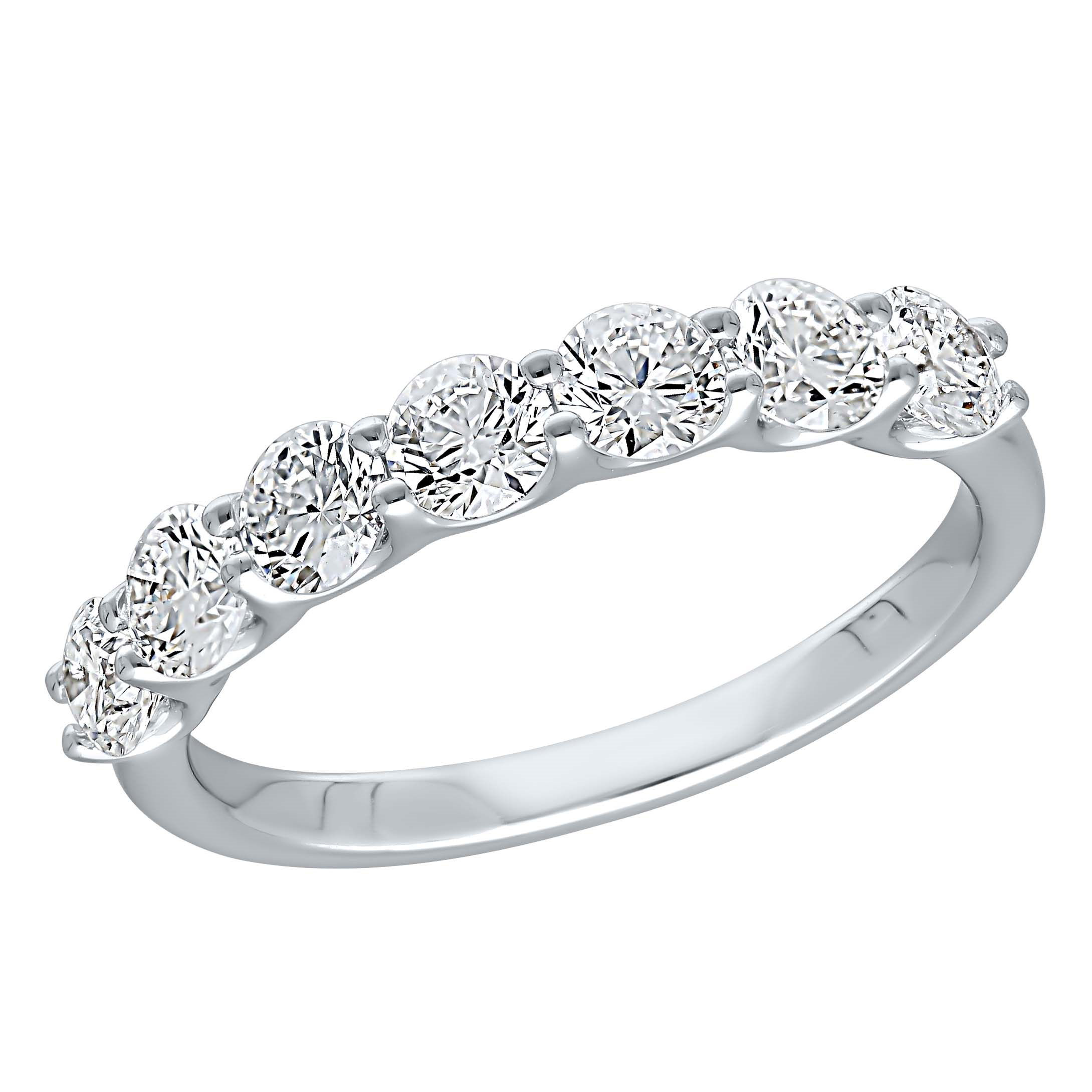 14K White Gold Lab-Grown Round Diamond 7-Stone Ring Smith Mountain Lake ...