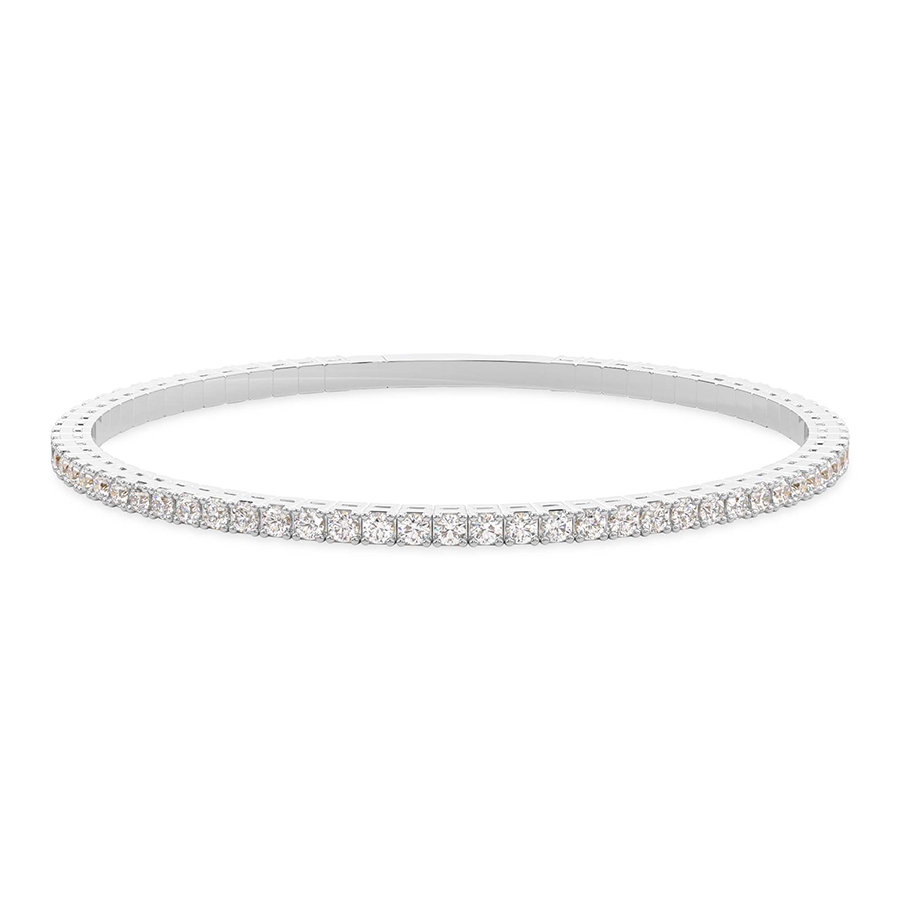 14K White Gold Lab-Grown Round Diamond Flex Bangle Bracelet Smith Mountain Lake Virginia