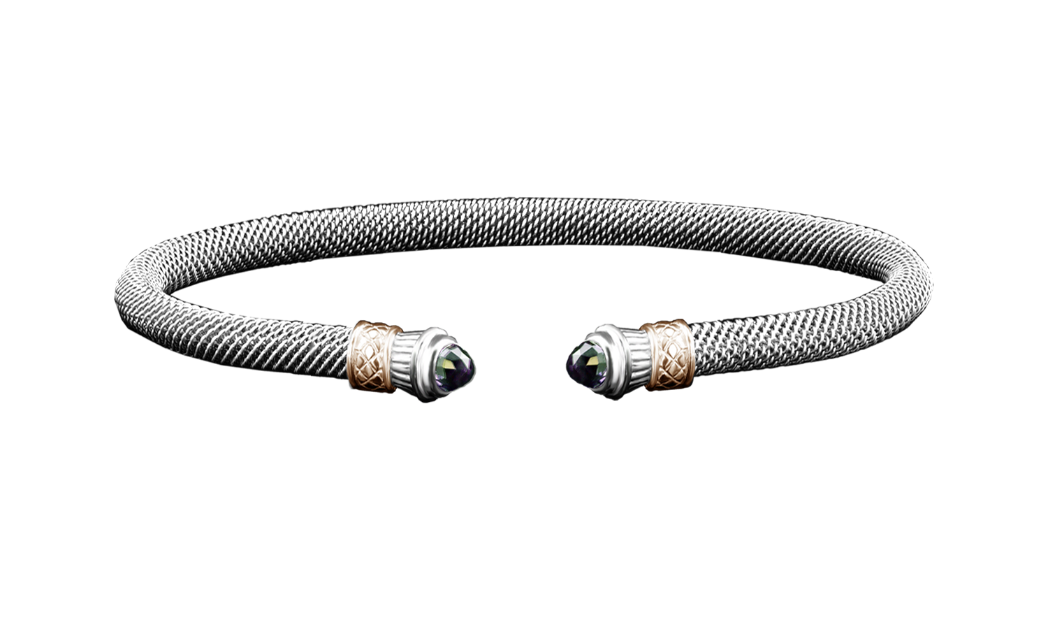 GK Sterling Silver & 14K Yellow Gold Mesh Cuff Bracelet With Upturned ...