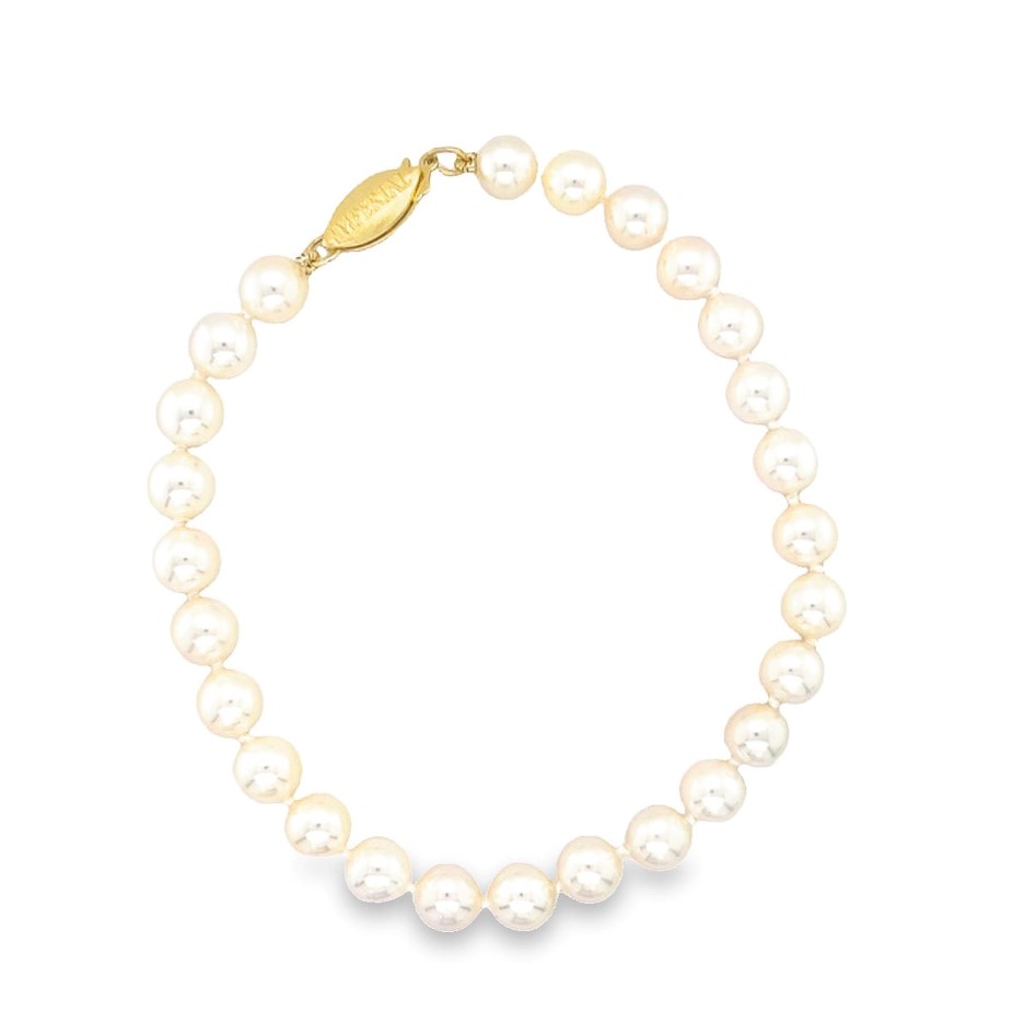 14K Yellow Gold Cultured Crown Akoya Pearl Bracelet Smith Mountain Lake ...