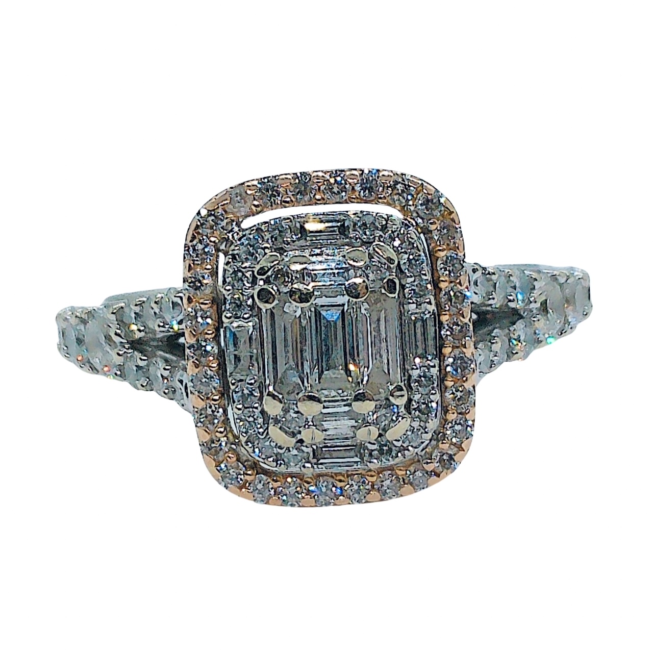 Emerald Cut Diamond Cluster Engagement Ring 001-100-01332 | Joint ...