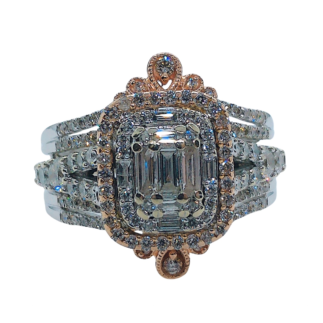 Emerald Cut Diamond Cluster Engagement Ring 001-100-01332 | Joint ...