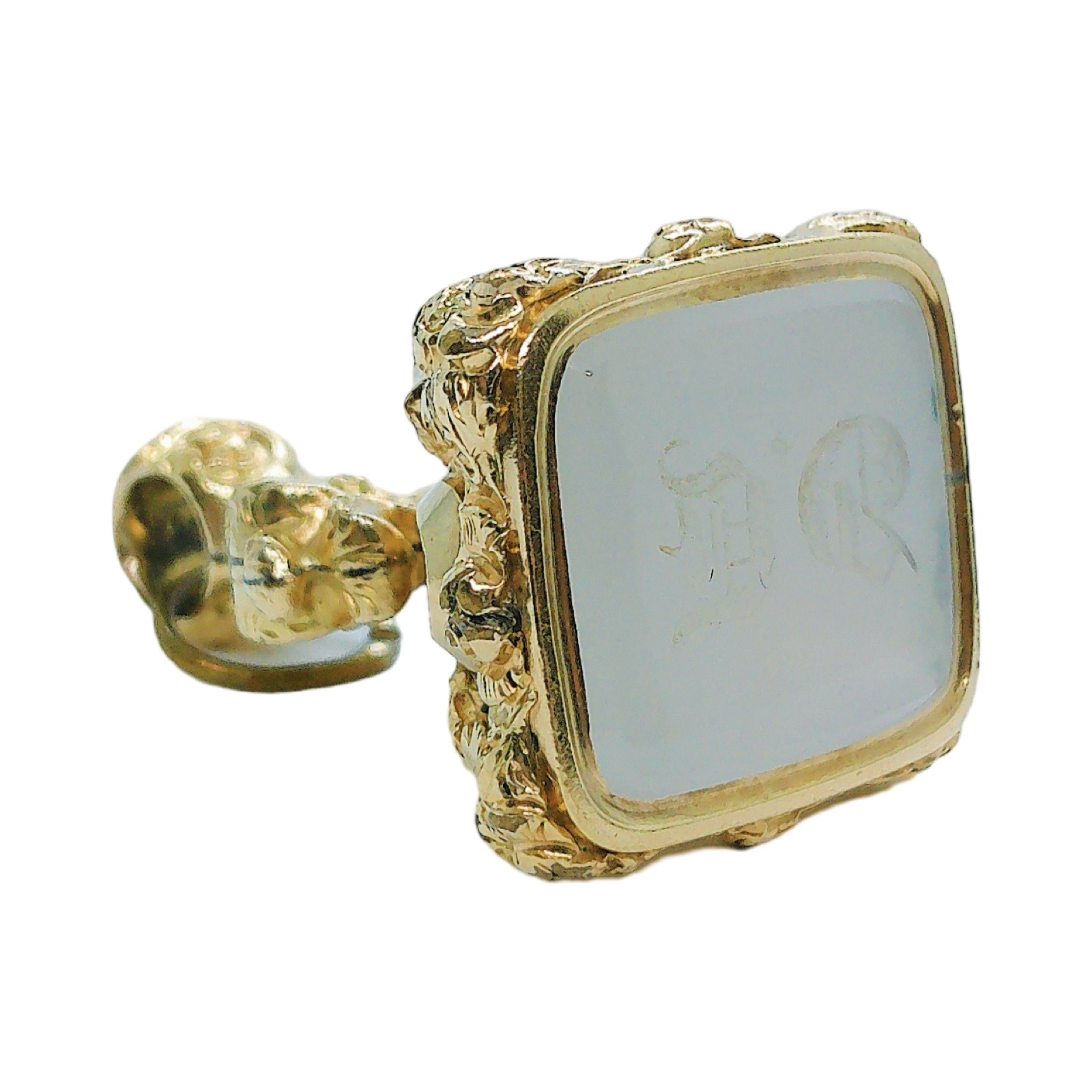Vintage Yellow Gold Ornate Fob Stamp Charm | Joint Venture Jewelry
