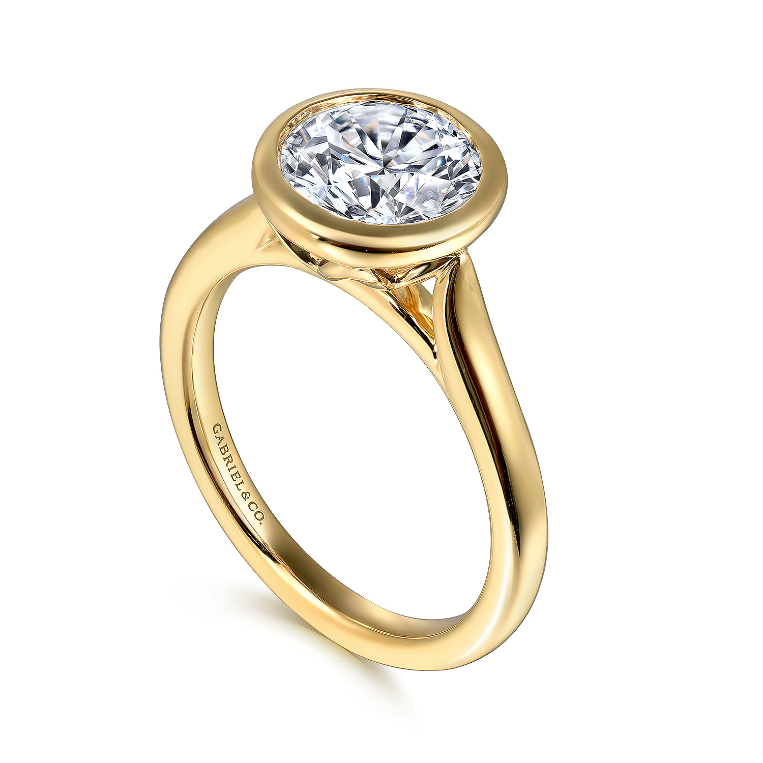 14K Yellow Gold Round Bezel Set Diamond Engagement Ring | Koerbers Fine ...