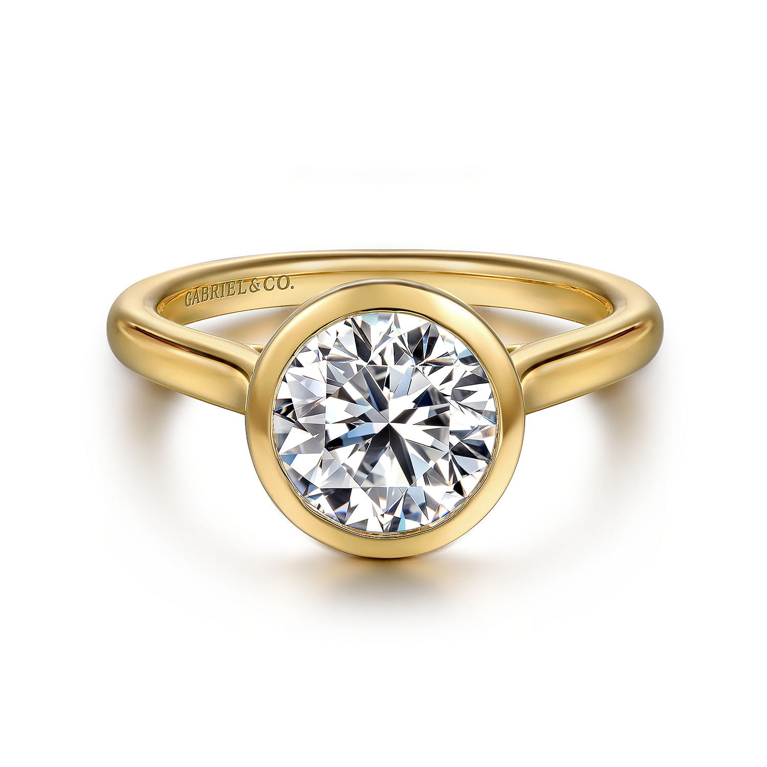 14K Yellow Gold Round Bezel Set Diamond Engagement Ring | Koerbers Fine ...
