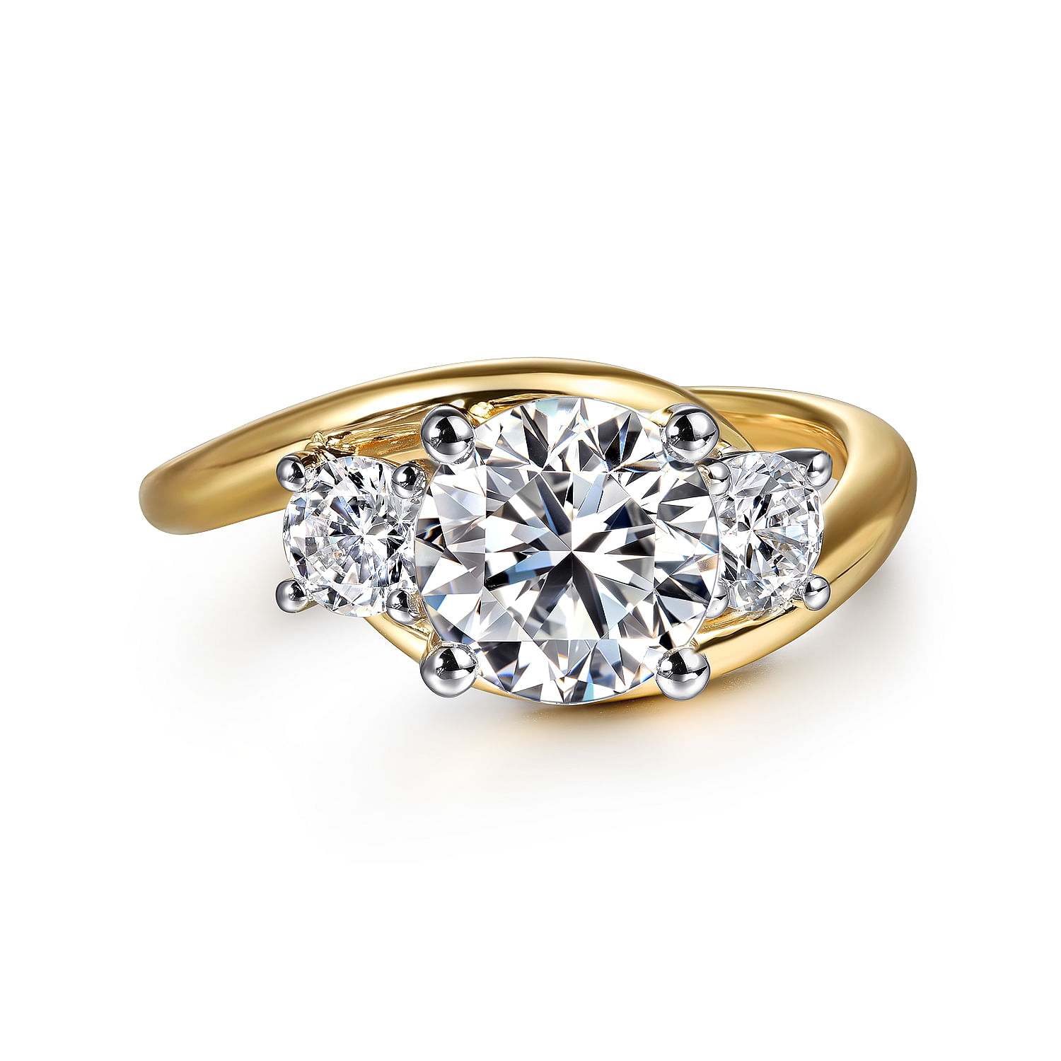 14K White and Yellow Gold Round Three Stone Diamond Engageme | Koerbers ...