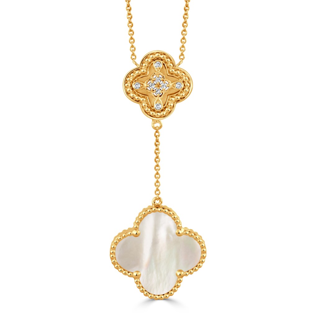 18K Yellow Gold White Mother of Pearl Necklace