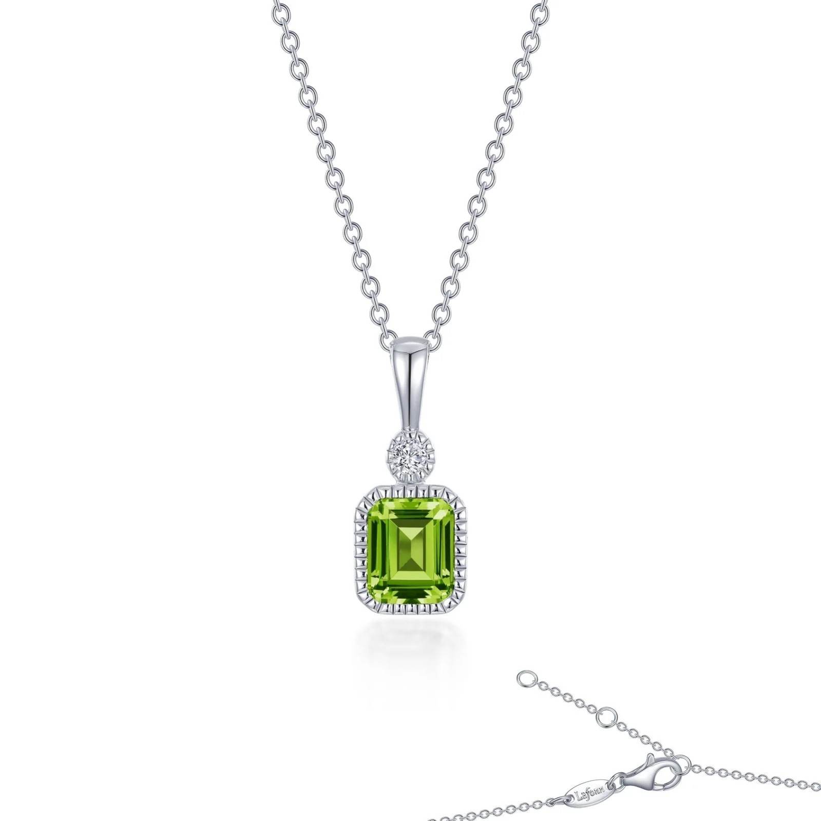 Lafonn Sterling Silver Simulated Diamond Peridot Necklace Kiefer Jewelers Lutz FL