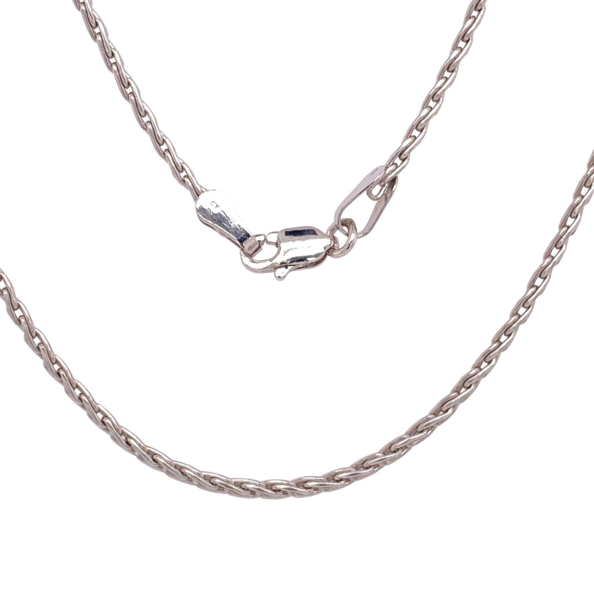 20 inch 14K White Gold Men s Wheat Chain Necklace