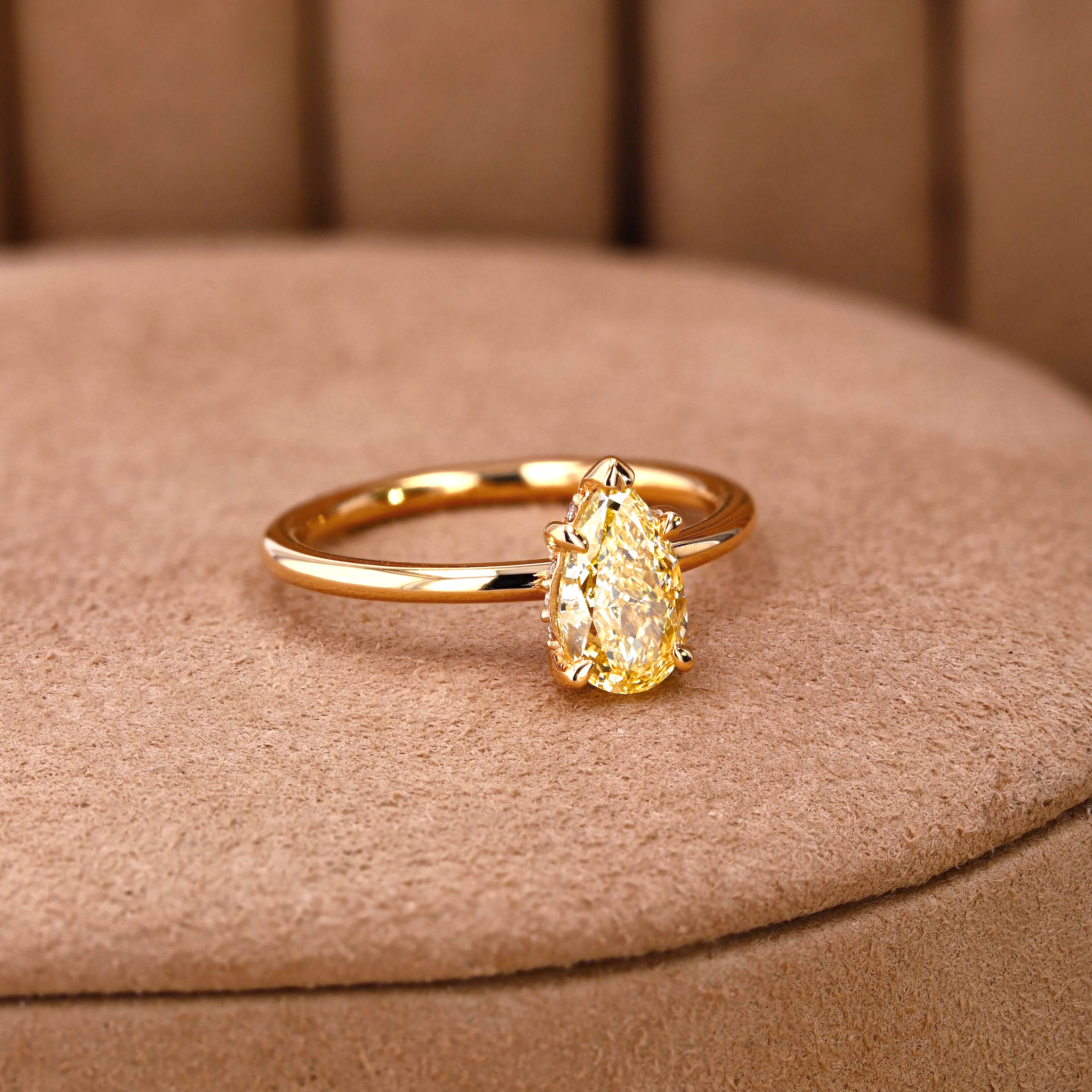 1.25tw Havana Pear Fancy Yellow Diamond Hidden Halo Engageme | La Mine ...