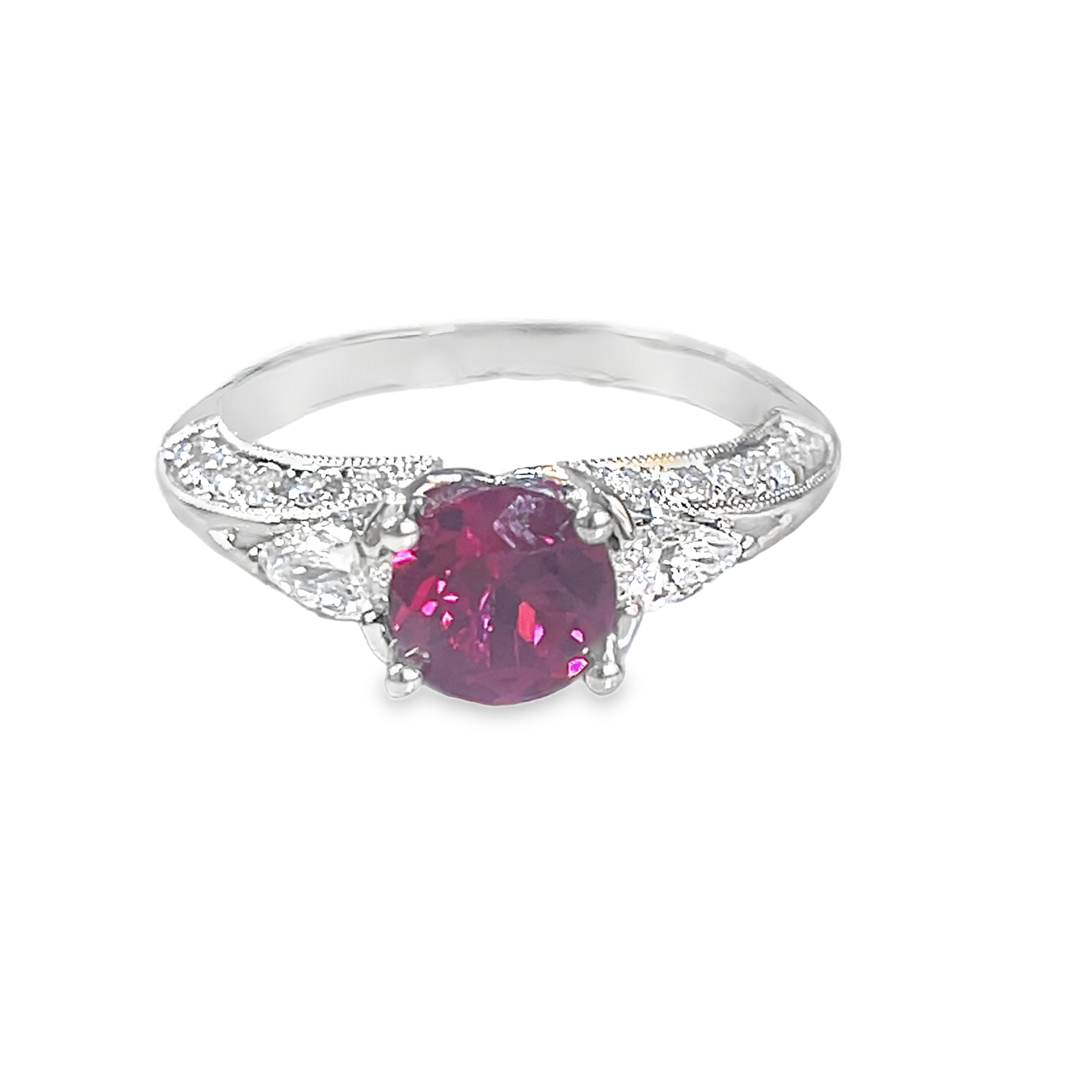18K White Gold Created Ruby Fashion Ring 002-200-2000831 | Lee Ann's ...