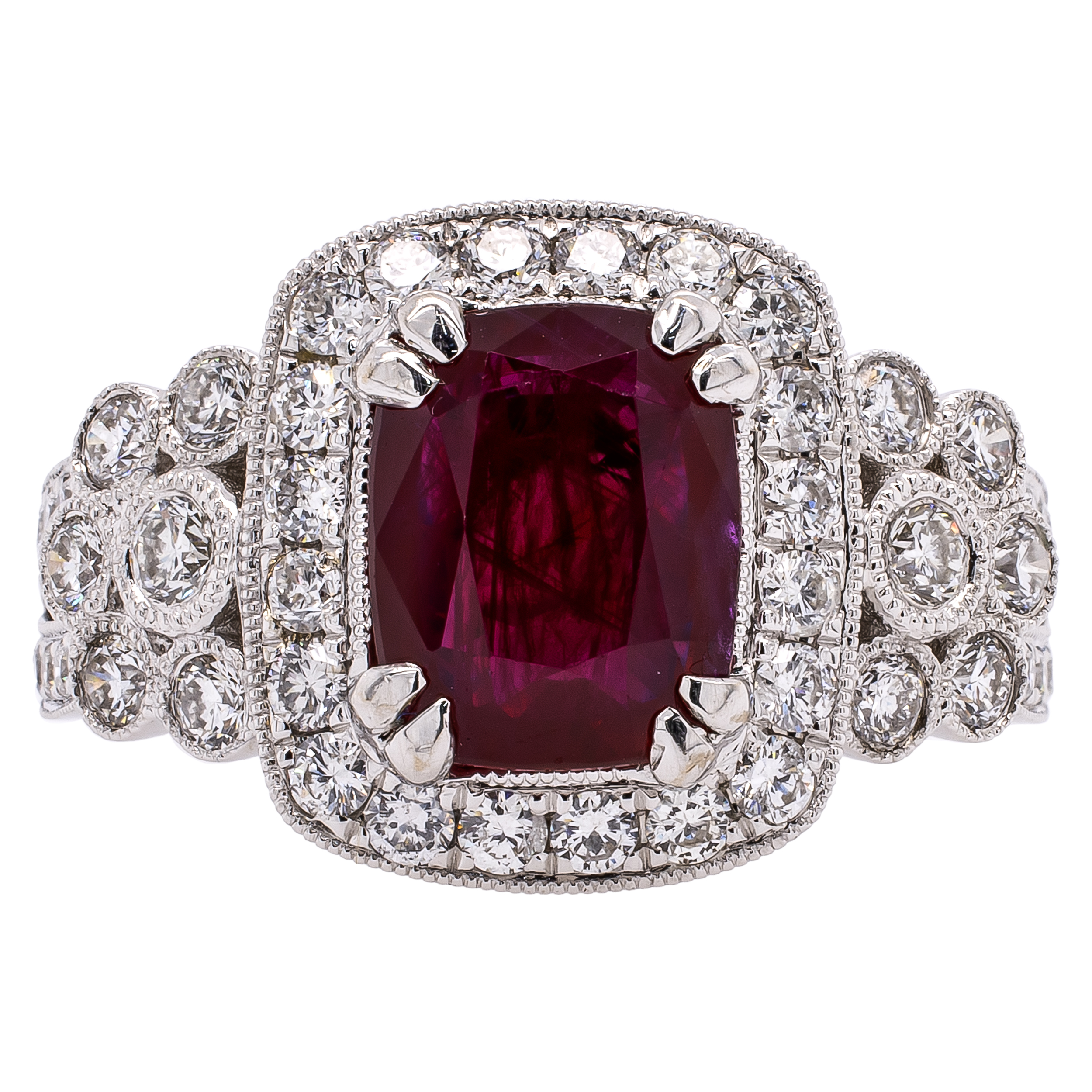 diamond and ruby bubble ring