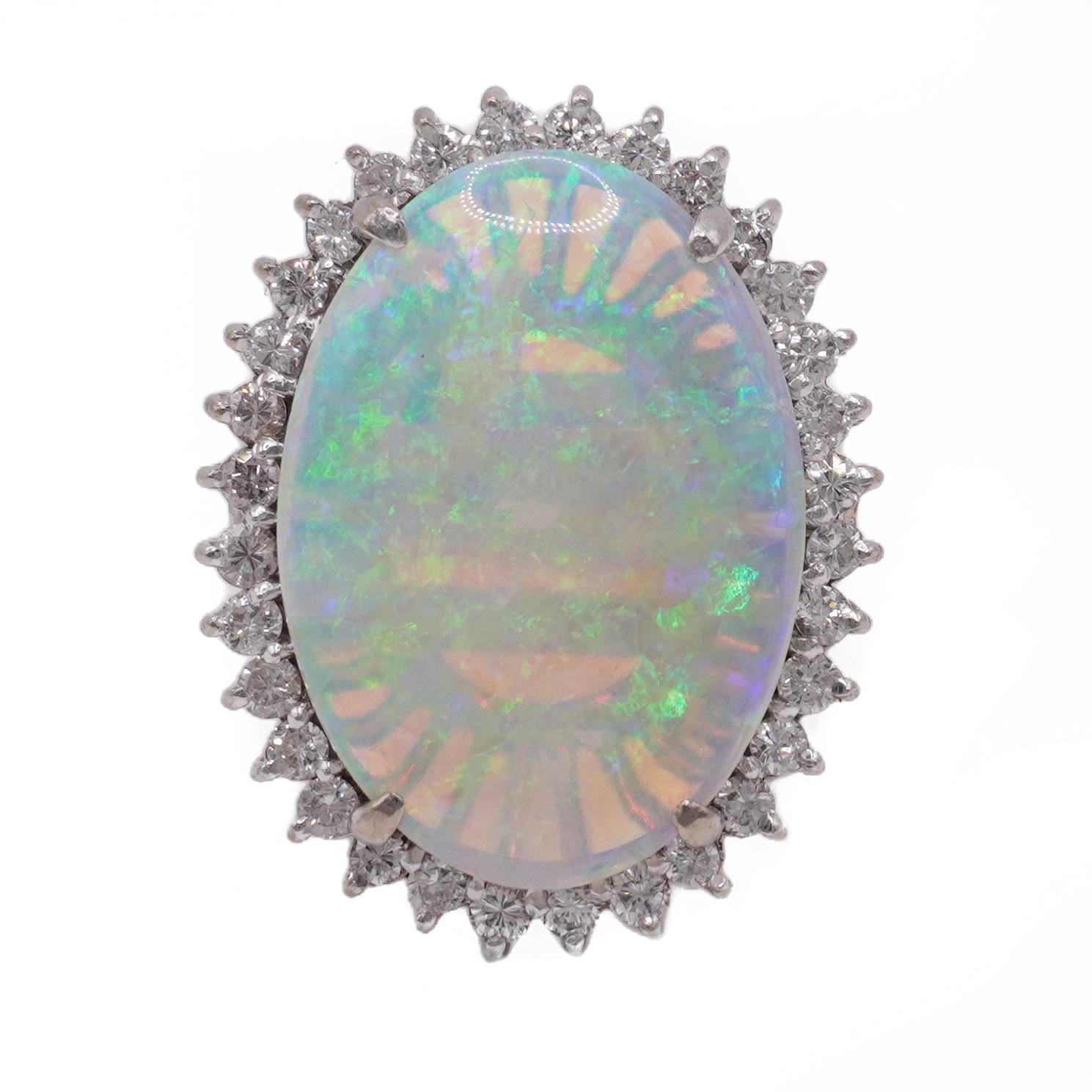 large opal and diamond ring