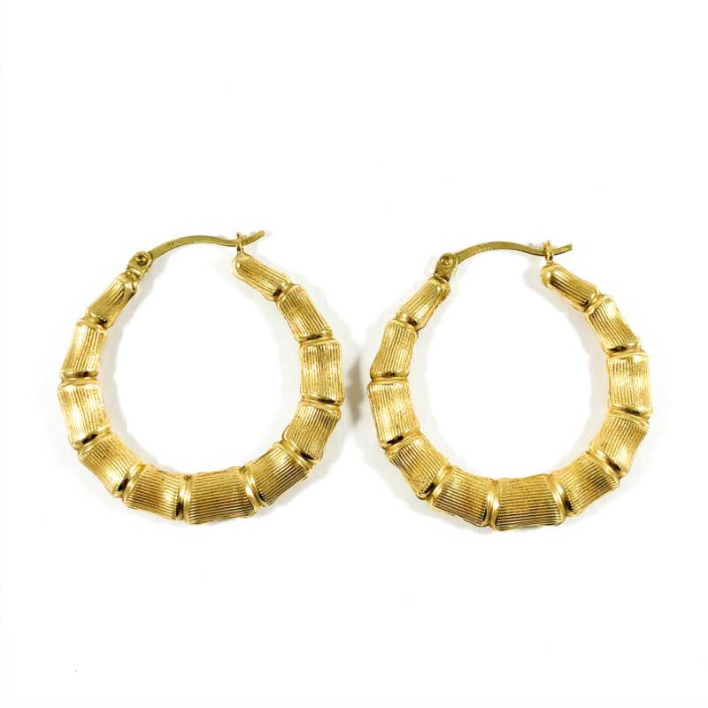 solid gold bamboo earrings