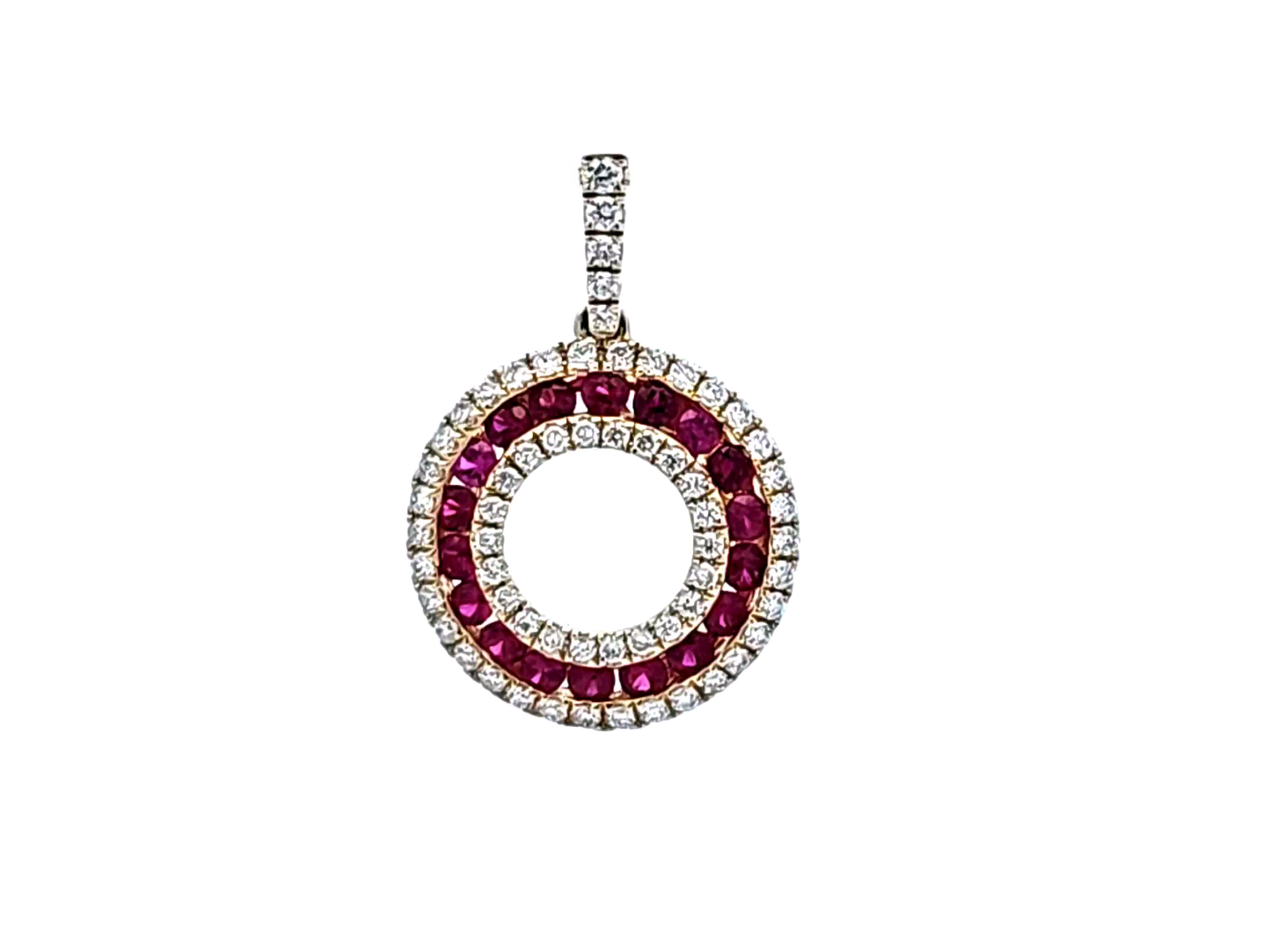 Yellow Gold Ruby & Diamond Circle Pendant | Mark Jewellers | La Crosse, WI