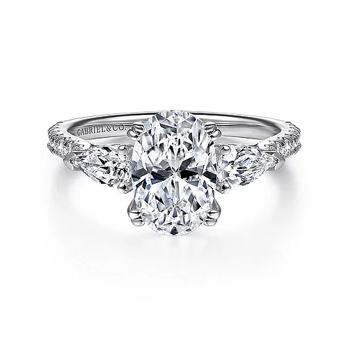 Sookie - 14K White Gold Oval Three Stone Diamond Engagement | Mees ...