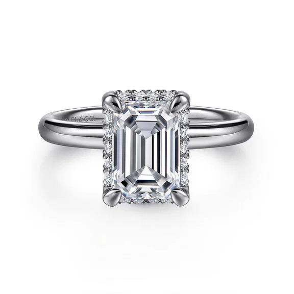 Symphony - 14K White Gold Emerald Cut Hidden Halo Diamond an | Mees ...