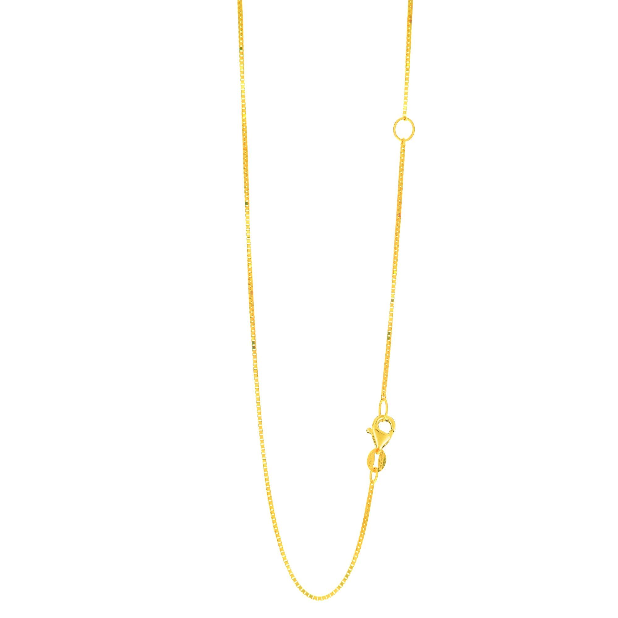 18-20" 14K Yellow Gold Adjustable Box Chain Necklace | 0.8mm