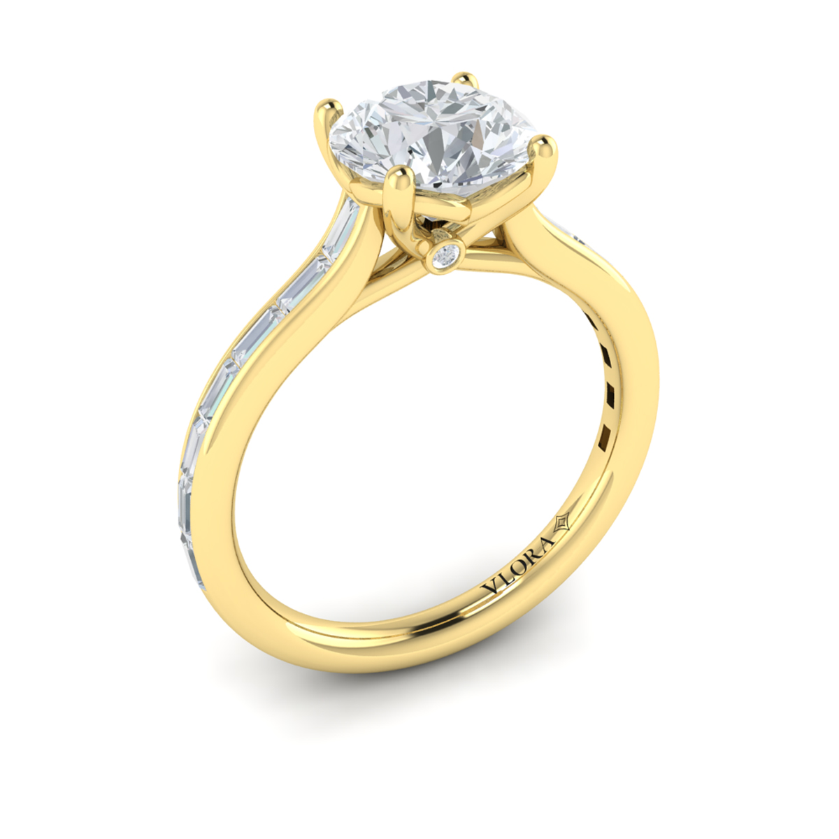 Yellow Gold Channel Set Baguette Engagement Ring