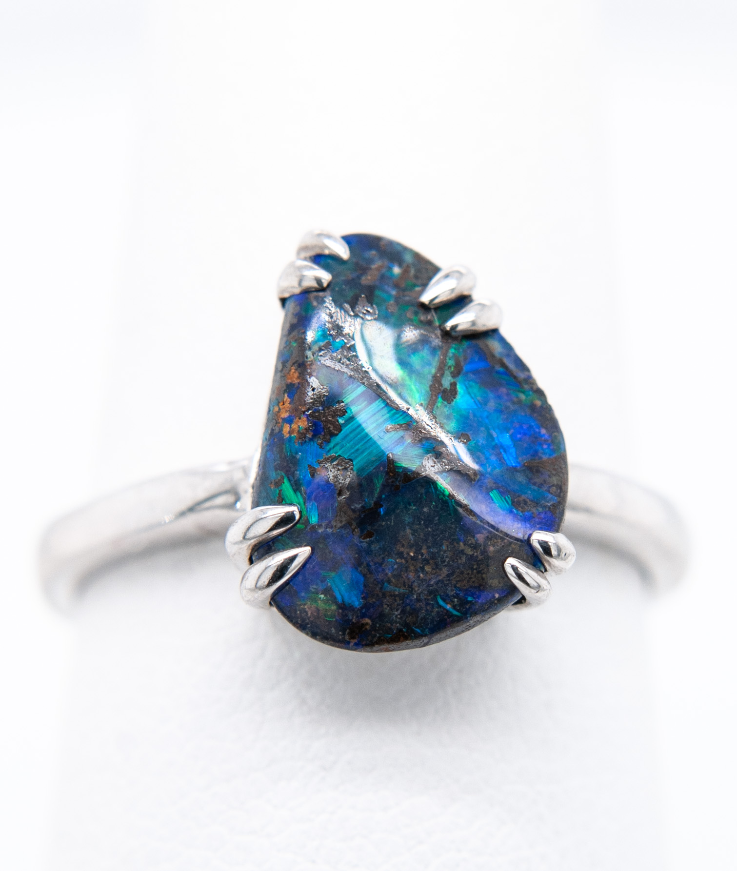 crystal opal silver ring