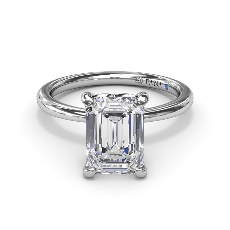 Fana Emerald Cut Diamond Collar Solitaire Ring Setting