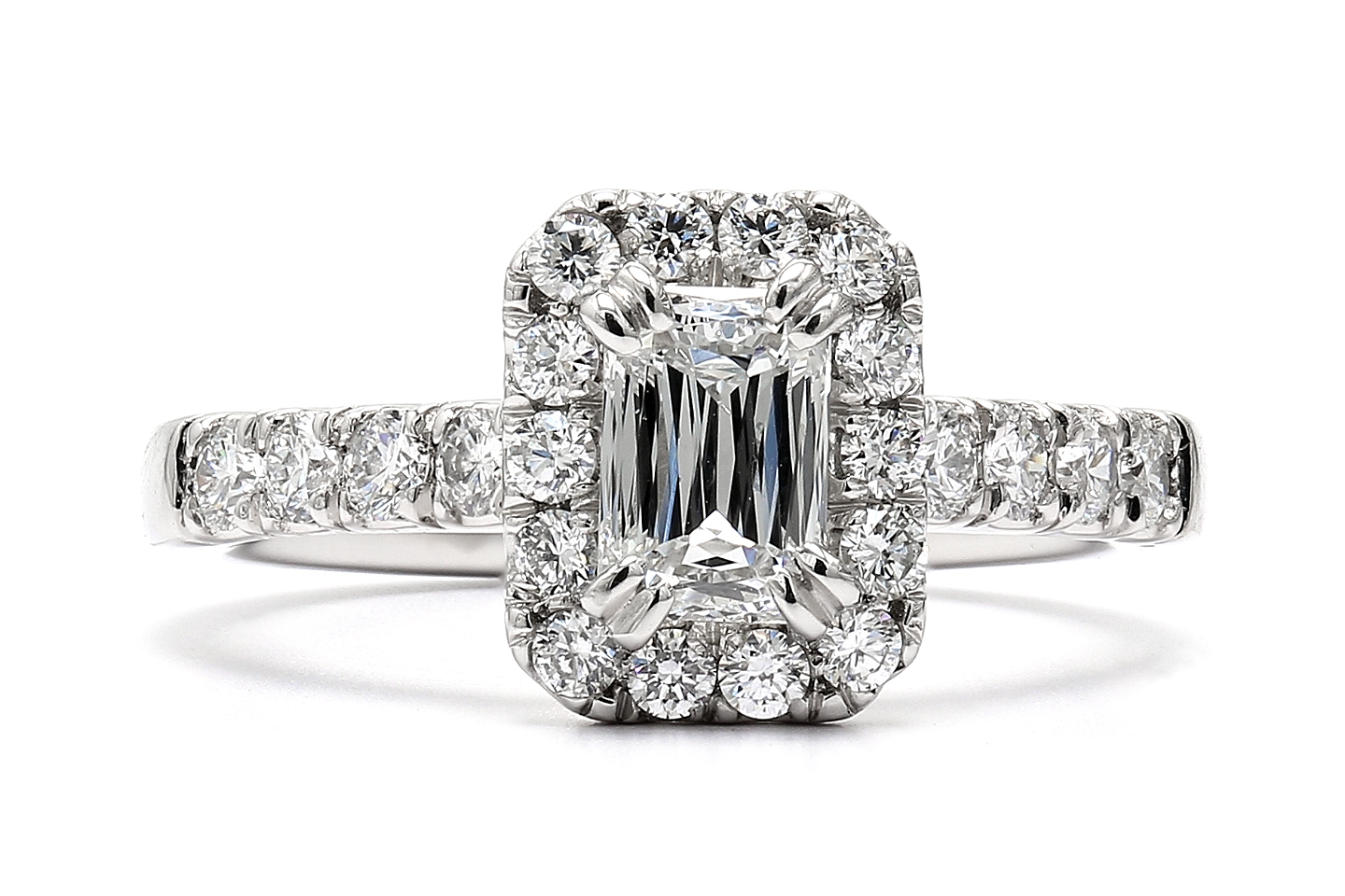Platinum 0.55ctw F VS2 Halo Criss Cut Diamond GIA Certified Raleigh Diamond Fine Jewelry Raleigh NC
