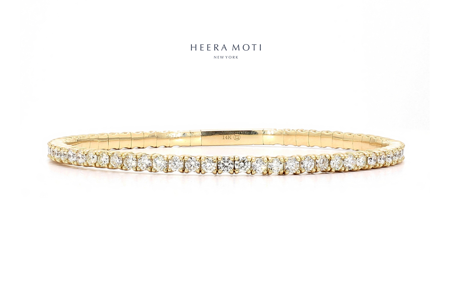 Heera Moti 14K Yellow Gold 0.95ctw Diamond Open Bangle Brace | Raleigh ...