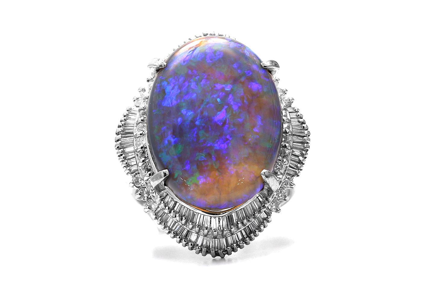 black opal gemstone ring