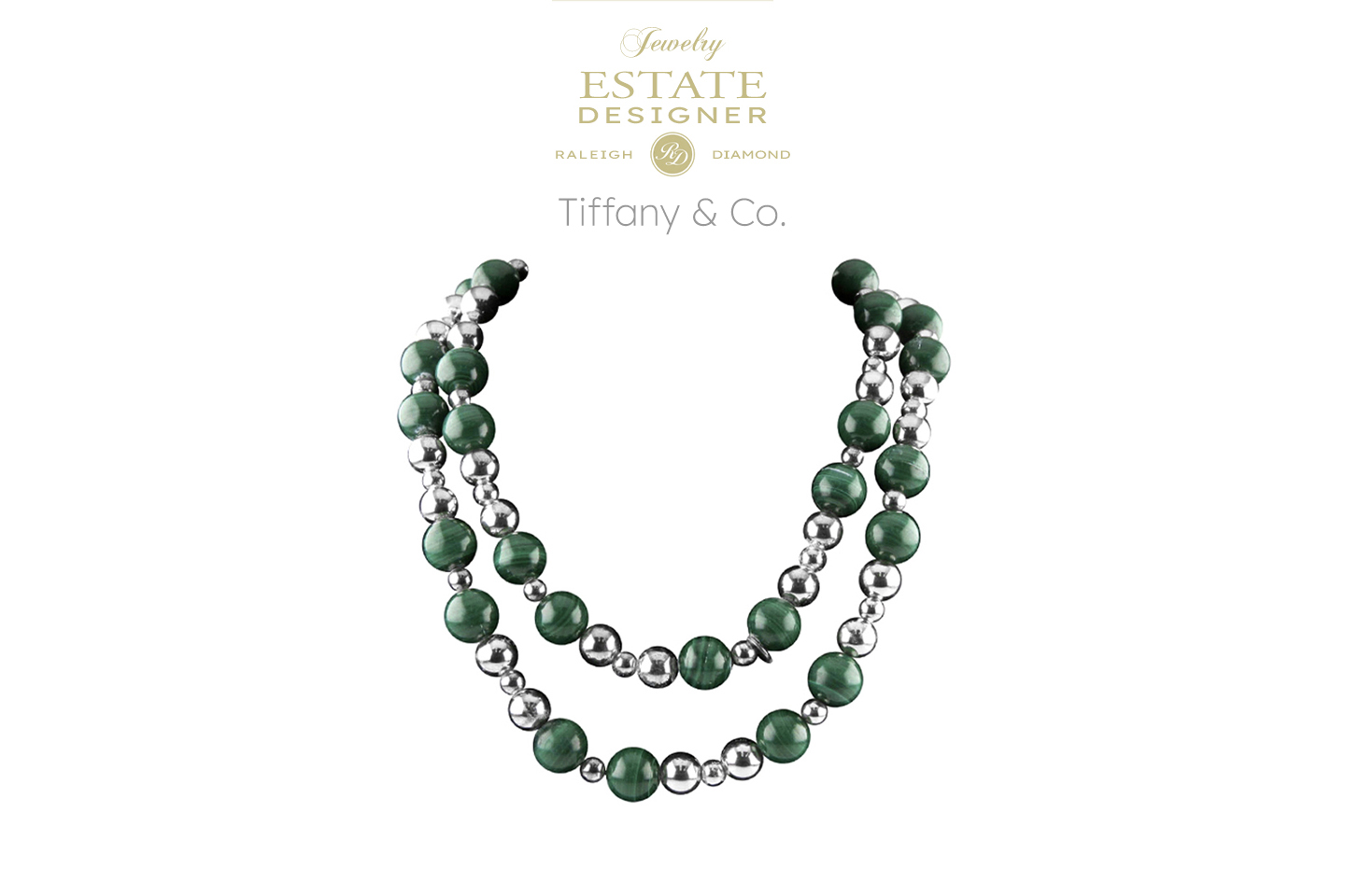 Estate Designer Tiffany & Co. Sterling Silver & Malachite 30 | Raleigh ...