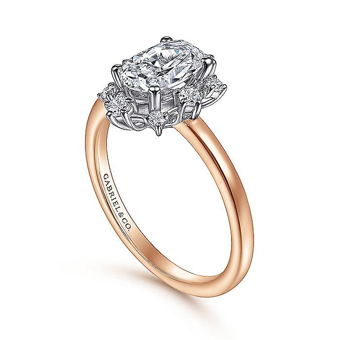 Gabriel & Co. 14 Karat White Gold/Rose Gold Diamond Oval Hal | Saxons ...