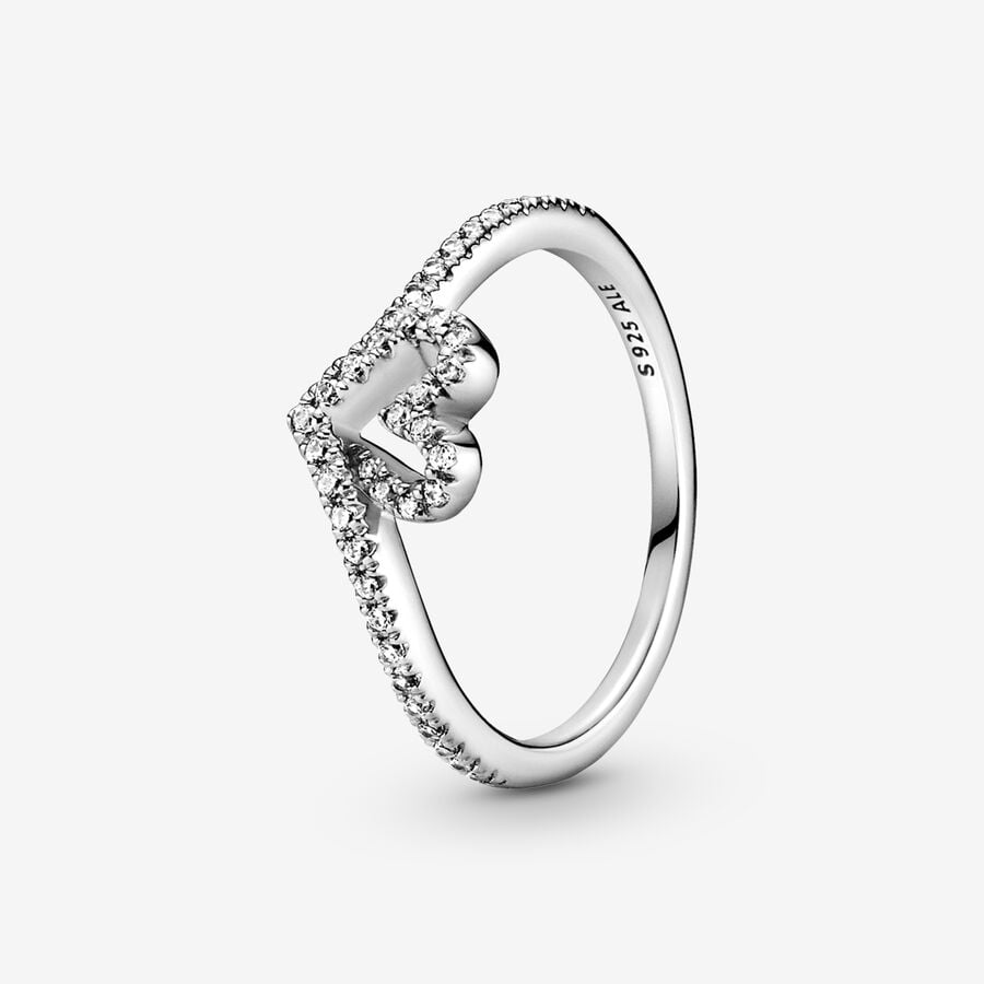 Pandora Sparkling Wishbone Heart Ring Size 60 US 9 Nick T. Arnold Jewelers Owensboro KY