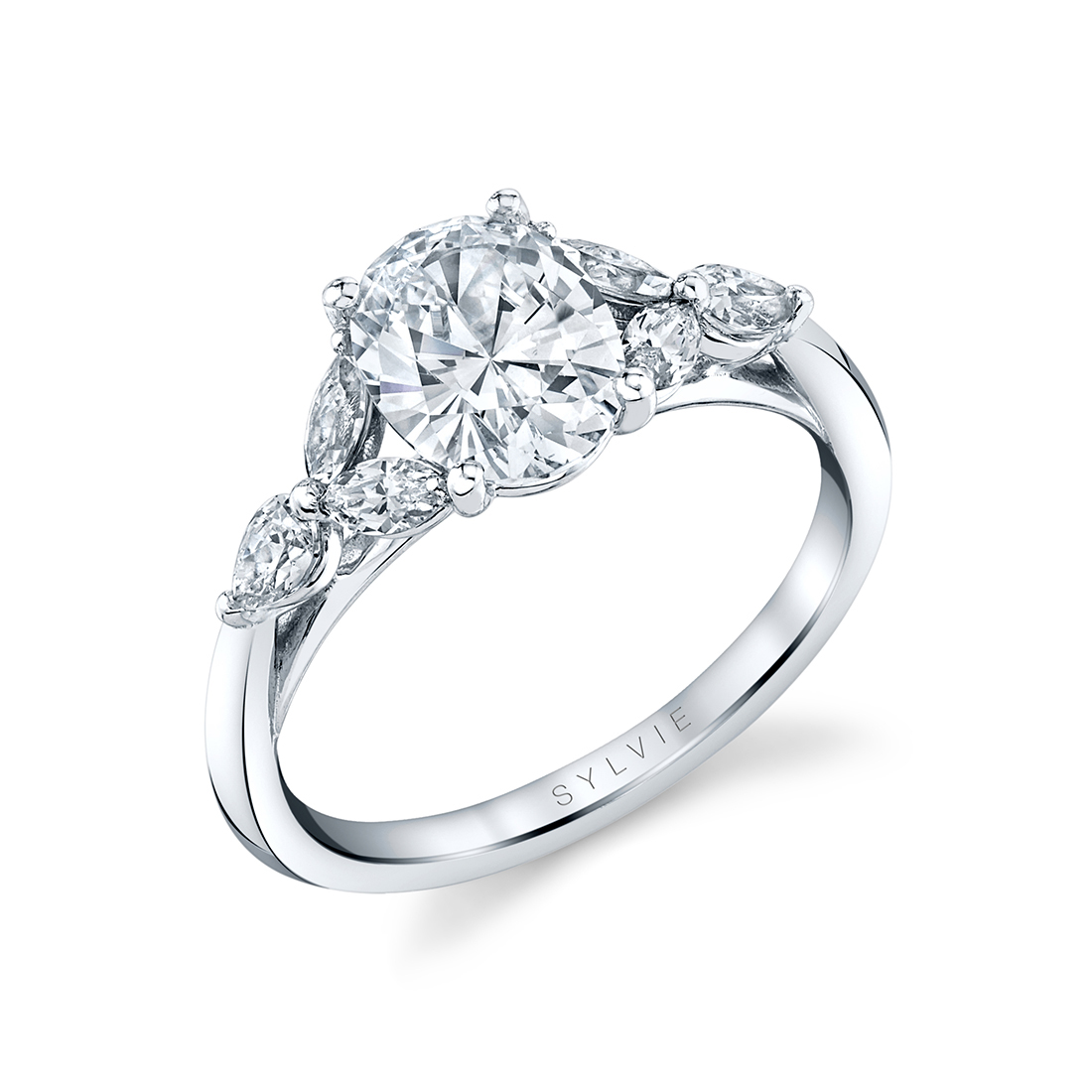 S2712-048A4W20O-Sylvie-Daylin White Gold Engagement Ring-SVS Fine Jewelry