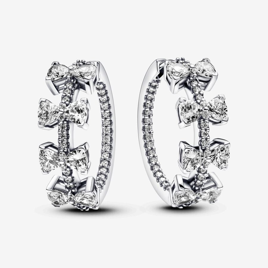 PANDORA PANDORA 293545C01 Sparkling Bow Row Hoop Earrings | Taylors ...