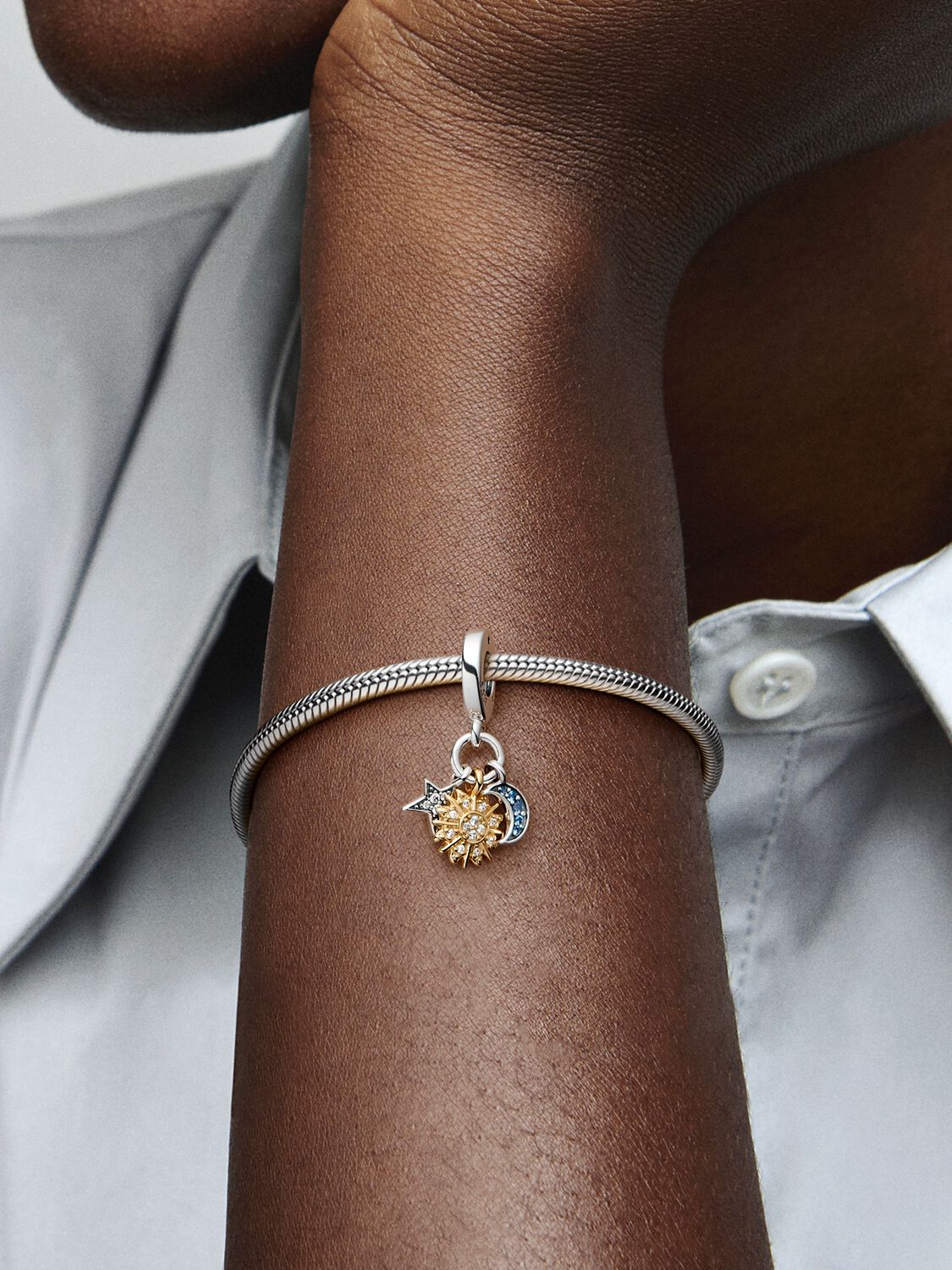 PANDORA 762676C01 Two-tone Celestial Triple Dangle Charm | Taylors ...