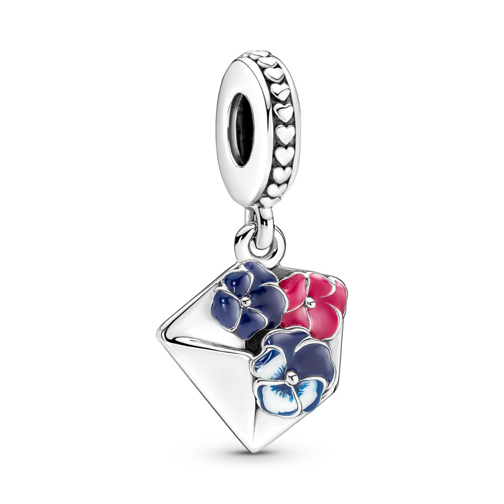 pink pansy flower charm