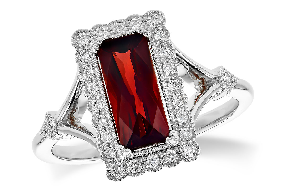 Garnet white gold ring store