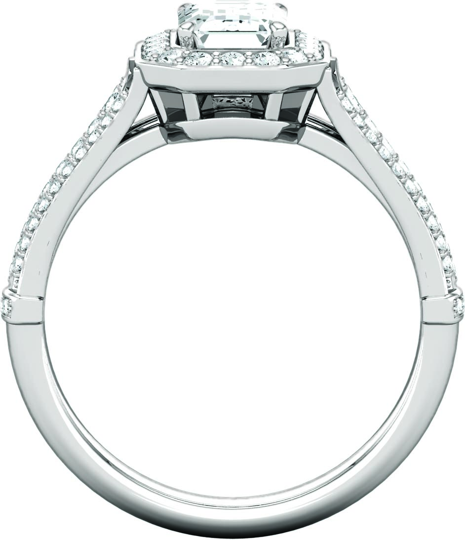 Triple Row Shank with Emerald Halo Engagement Ring | The Ring Austin ...