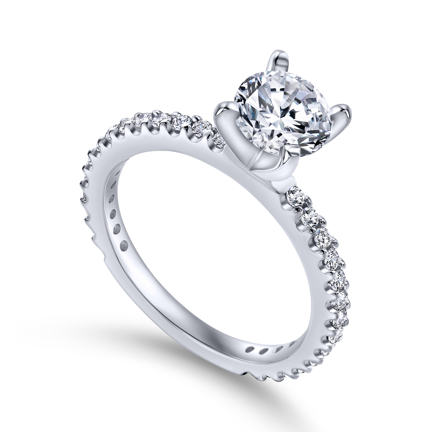 14k White Gold Round Straight Diamond Engagement Ring | The Ring Austin ...
