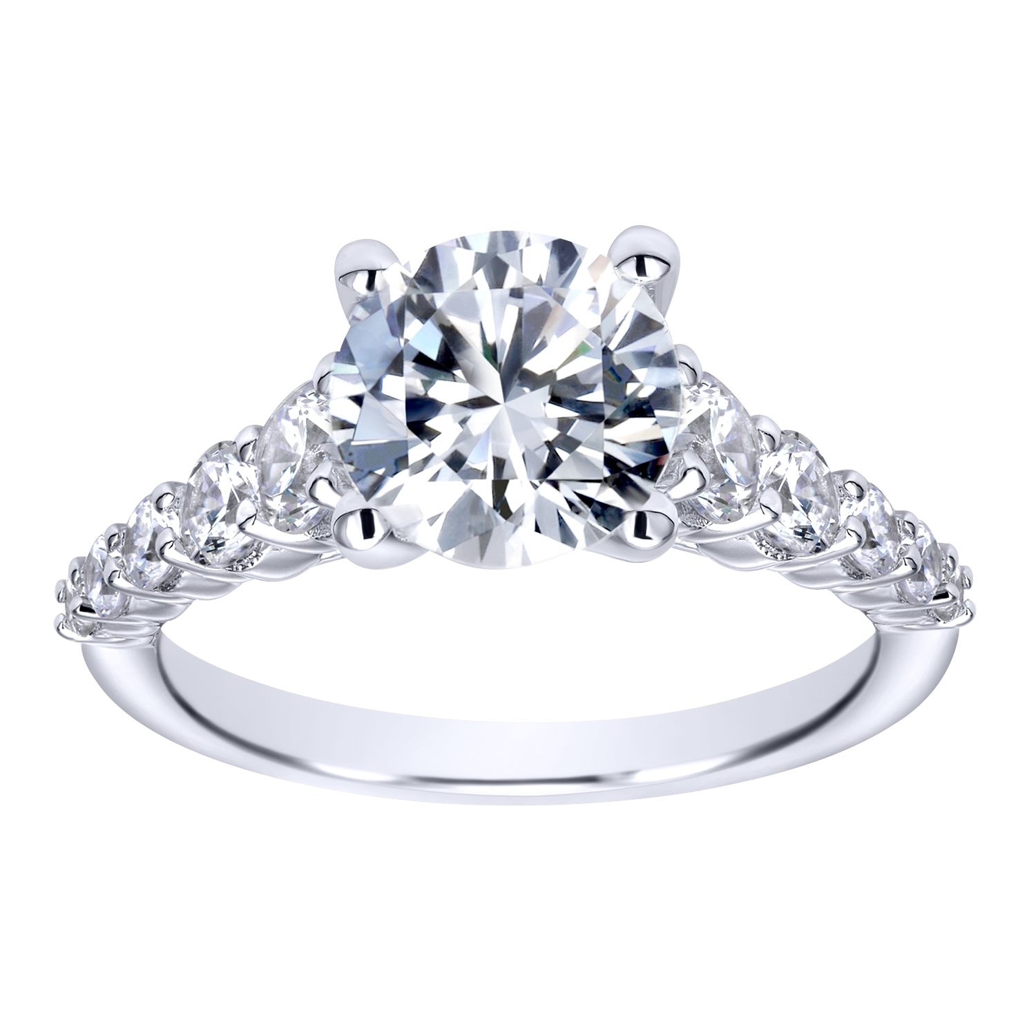 14k White Gold Round Straight Diamond Engagement Ring | The Ring Austin ...