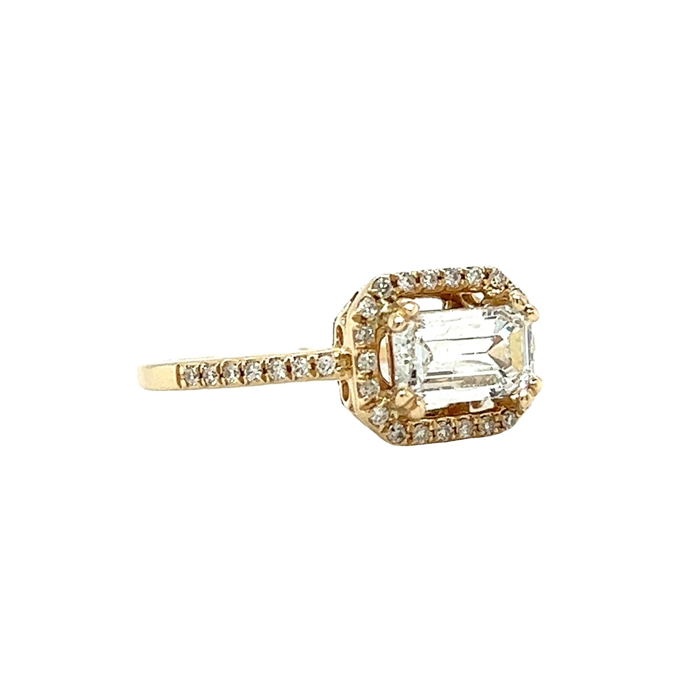 14 Karat Yellow Gold .96ct Emerald Diamond Engagement Ring | Toner ...