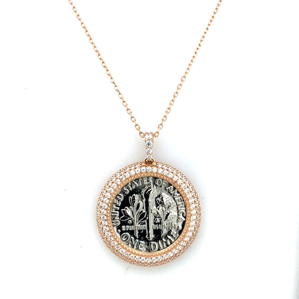 Coin Frames in 14 Karat Rose Gold CZ 001-071-00370 Brooklyn | Tzfasman ...