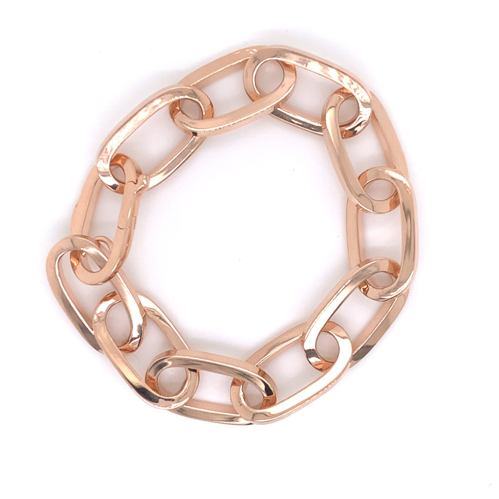 14K Rose Gold Men s Charm Bracelet 12.6g Wedding Anniversary Birthday Everyday Wear