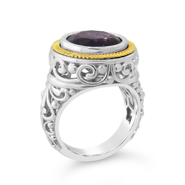 Van Adams Designer Silver Collection-Lady's SS/18K Fashion Ring With ...