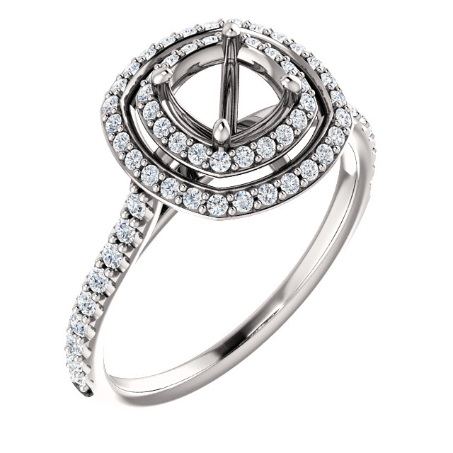 Double Halo Statement Engagement Ring Diamond Custom
