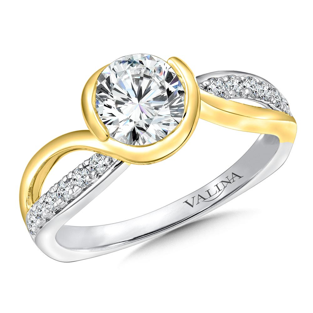 White Gold Semi-Bezel Diamond Engagement Ring