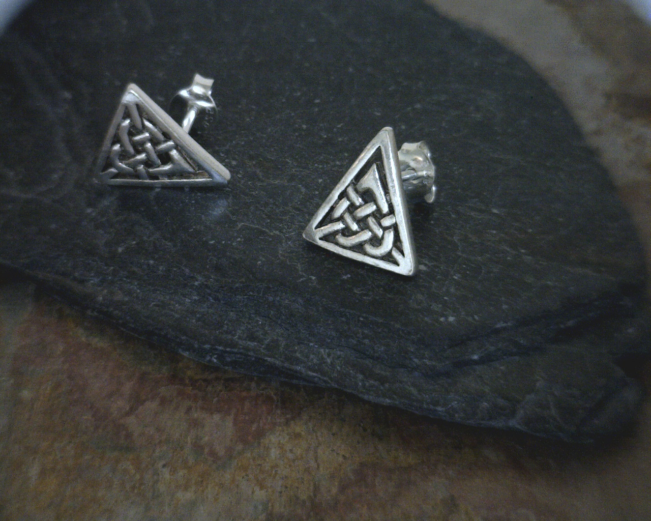 celtic triangle earrings