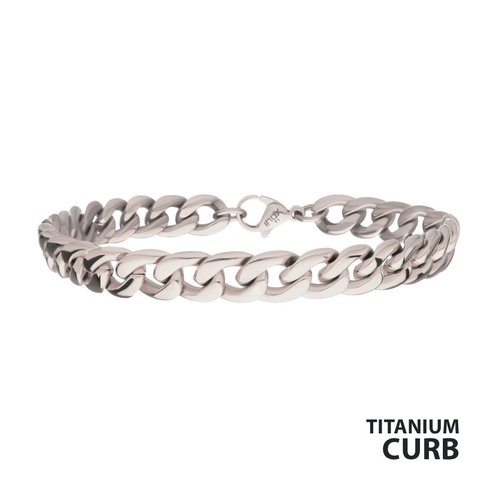 7.4mm Titanium Curb Chain Bracelet with Lobster Clasp - 8.5 | West and ...